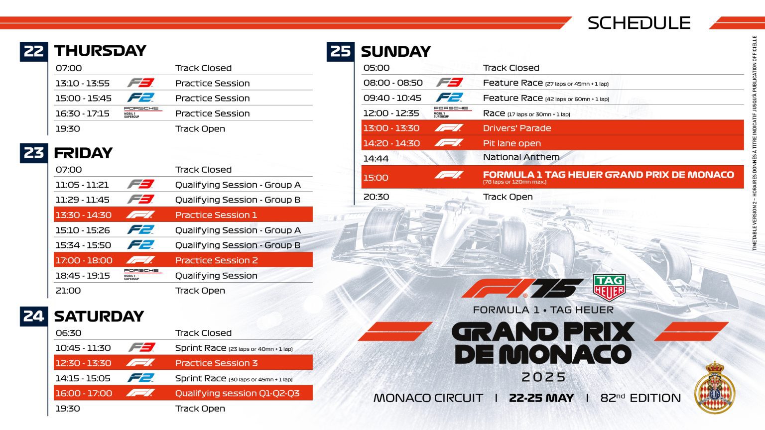 Program - Formula 1 Grand Prix de Monaco 2025